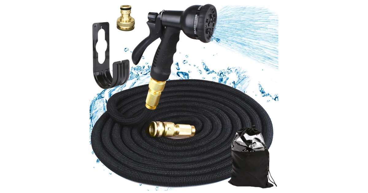 Furtun flexibil de stropire cu expansiune de 30 m, cadou cu cap cu 8 ...