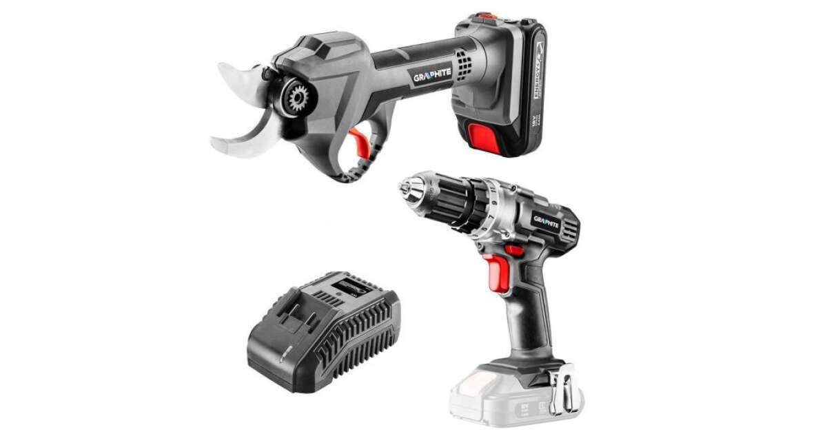 Elektromos kerti olló, kefe nélküli motor, 18V Li-ion, 2 Ah akkumulátorral, töltővel, 30 mm 35 L ...