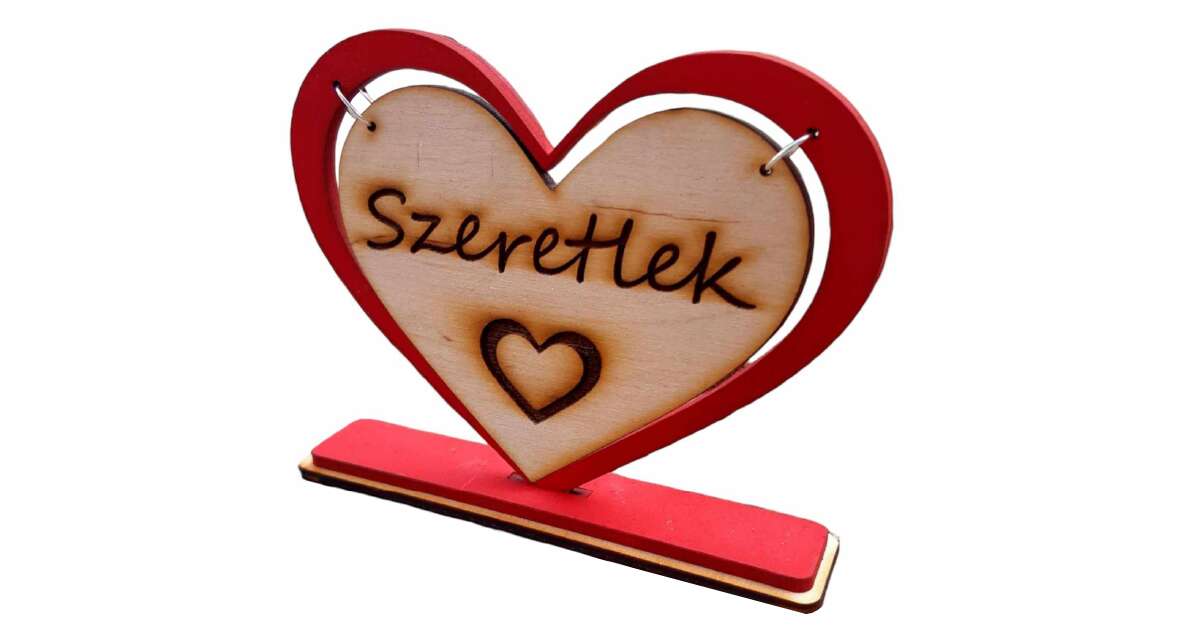 Gravírozott szivecske Szeretlek felirattal #fa | Pepita.hu
