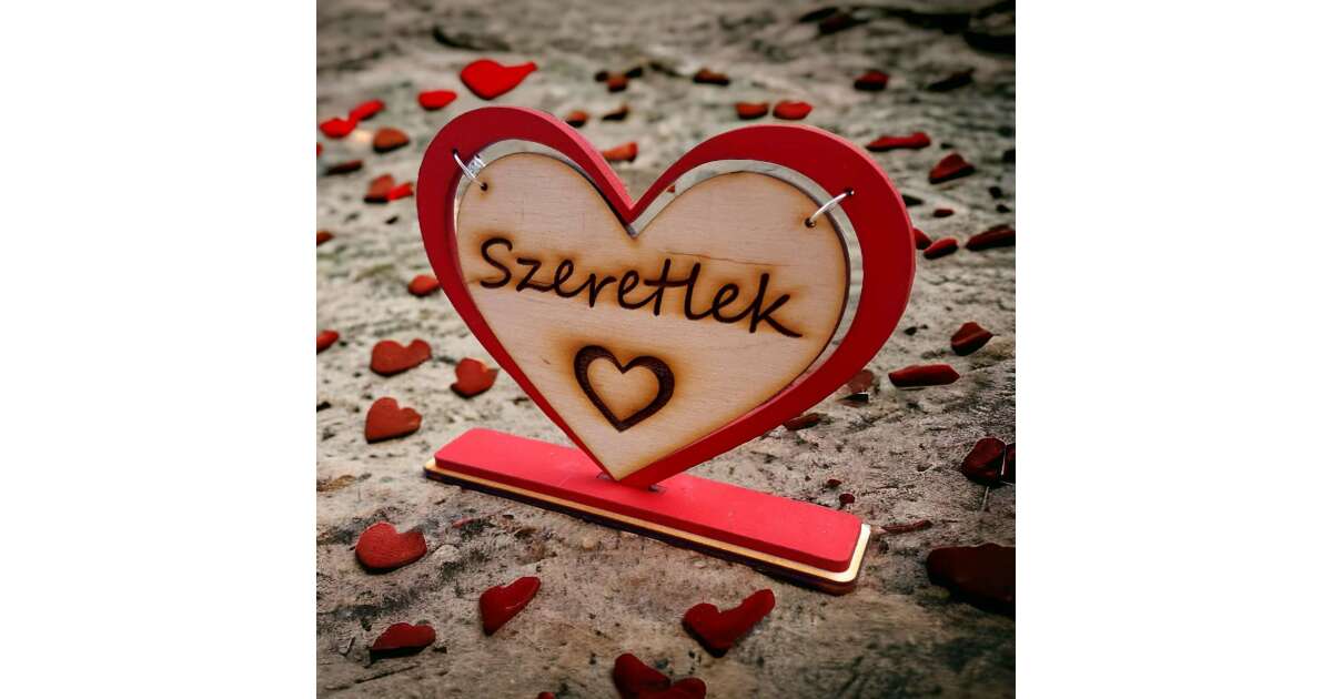 Gravírozott szivecske Szeretlek felirattal #fa | Pepita.hu