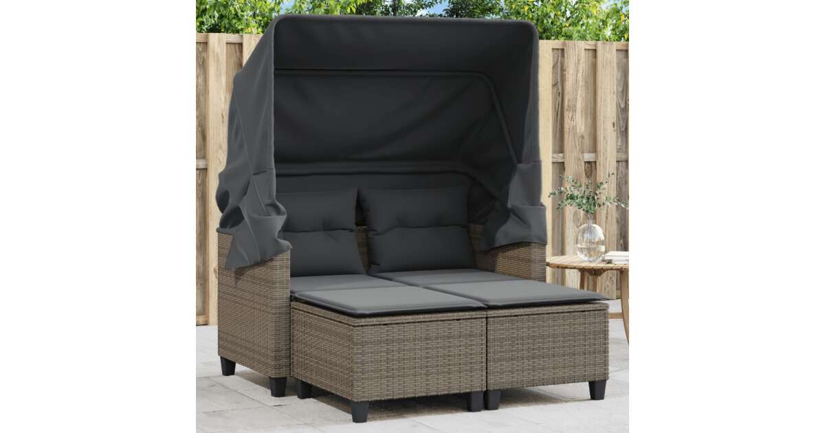 vidaXL Polyrattan Kerti Kanapé - 2 Személyes - Szürke | Pepita.hu