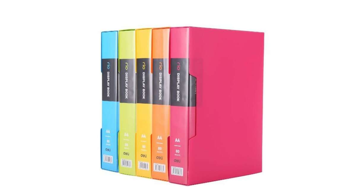 Deli Rio A4 80 zsebes feliratozható kemény borítós vegyes színű PP ...