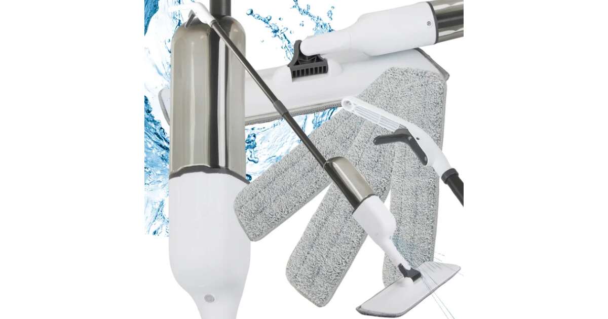 Mop plat cu spălător rotativ solid spray 3x cartușe de rezervă | Pepita.com