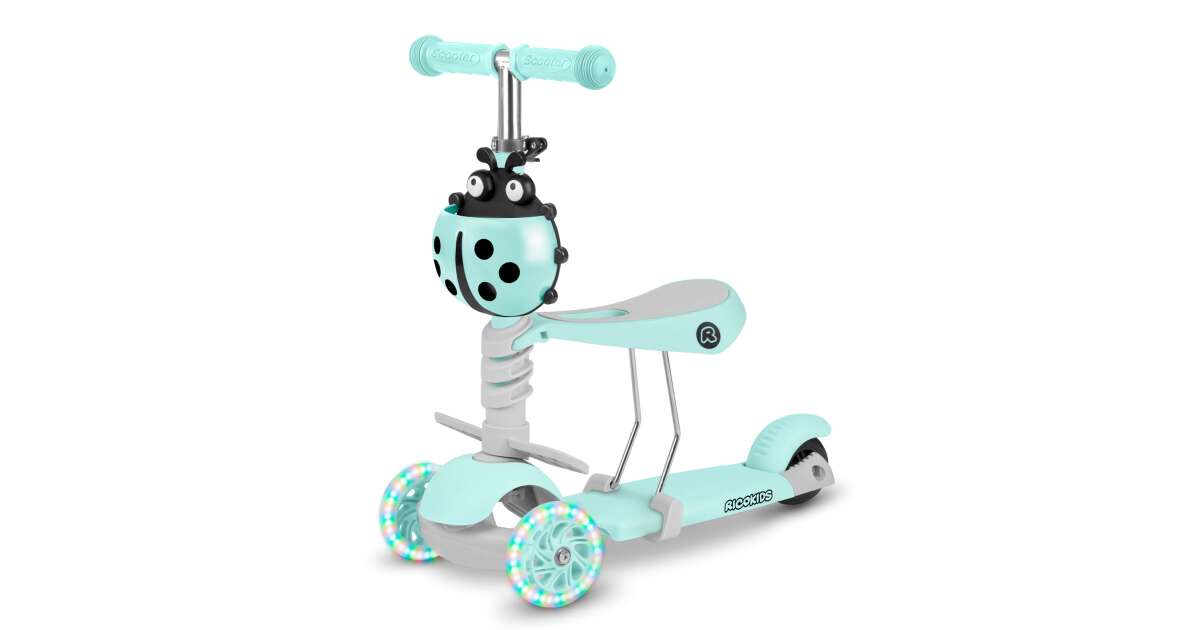 Ricokids 3in1 Háromkerekű Roller világítós kerekekkel #menta | Pepita.hu