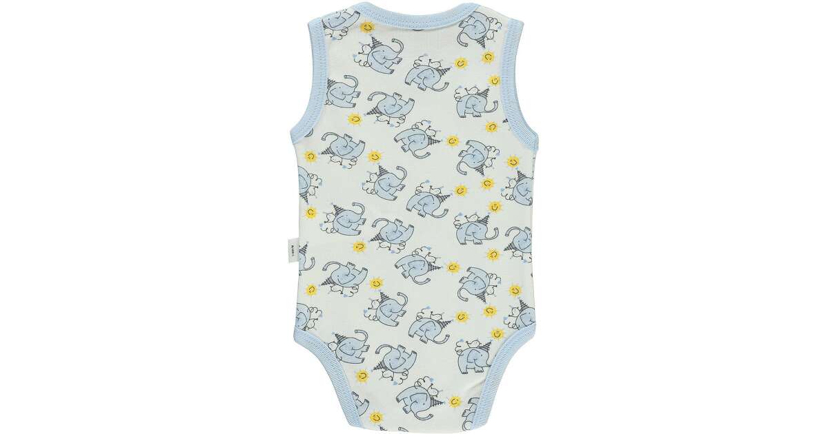 Civil Elefántos kékszélű baba body (Méret 80-86) | Pepita.hu