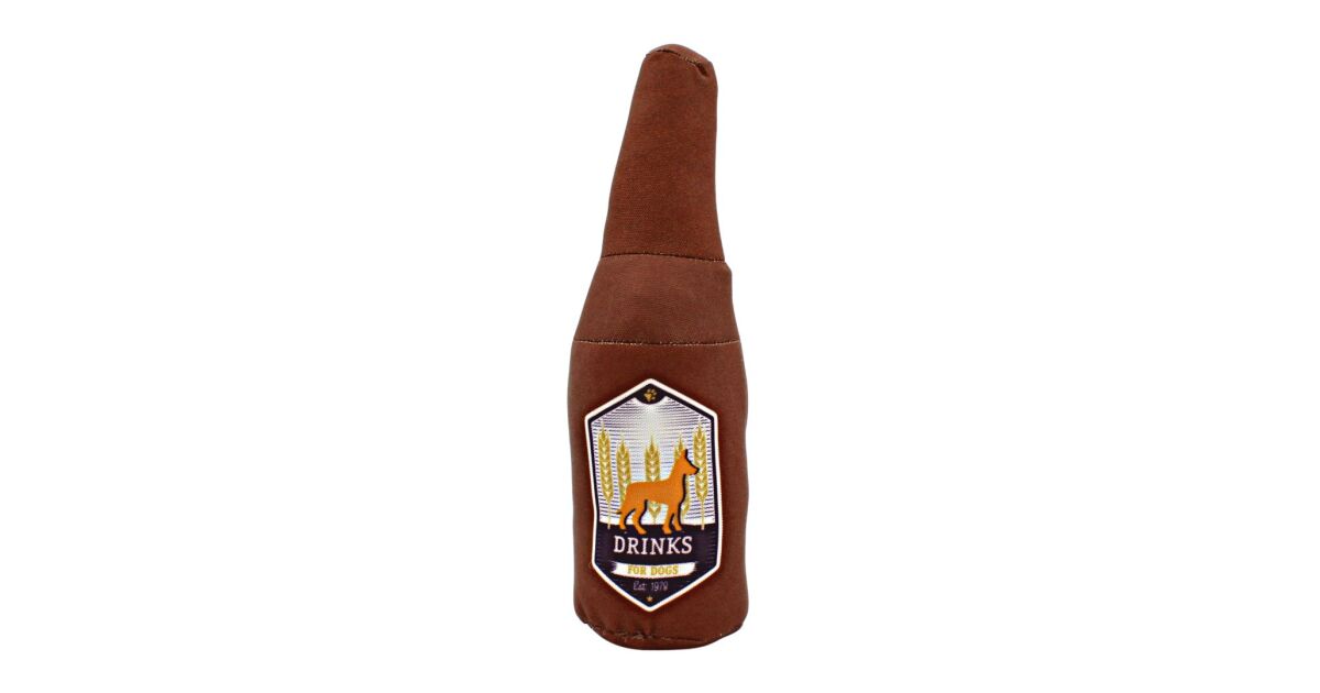 Brown Glass Beer Bottle Dog Toy 26.5cm | Pepita.com