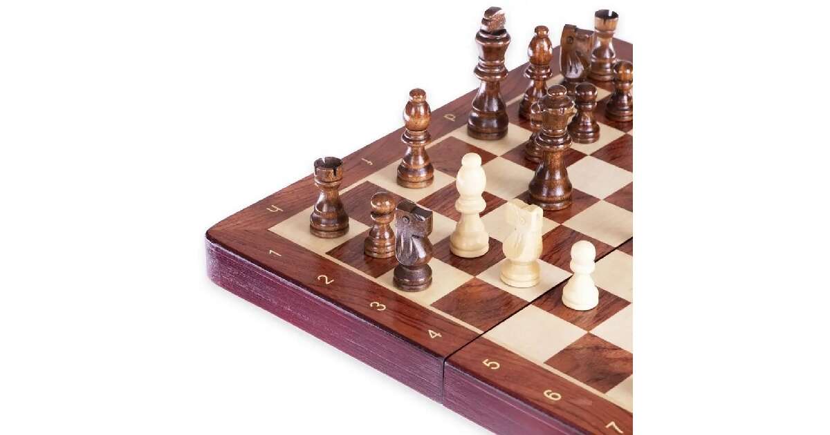 Sakk-készlet ZOOCEN - 30x30 cm-es tábla, fa figurákkal | Pepita.hu