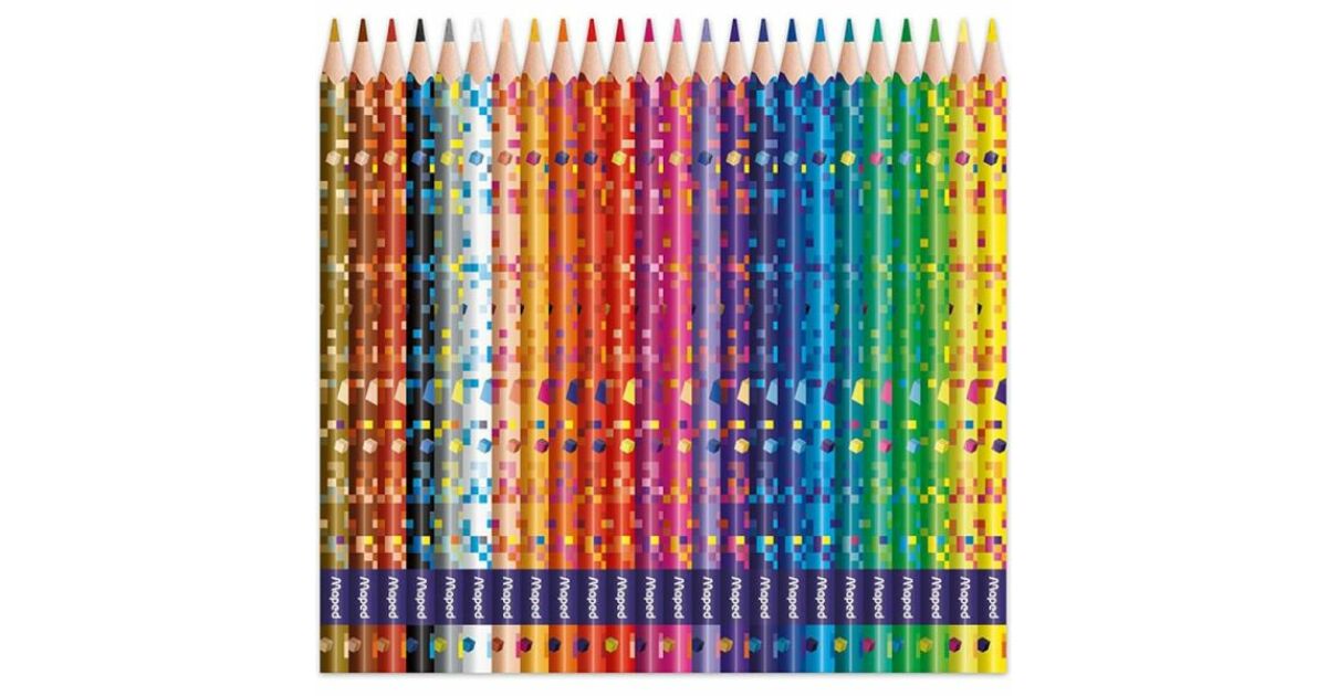 Creion colorat 24 Triunghi cartografiat, Pixel Party | Pepita.com