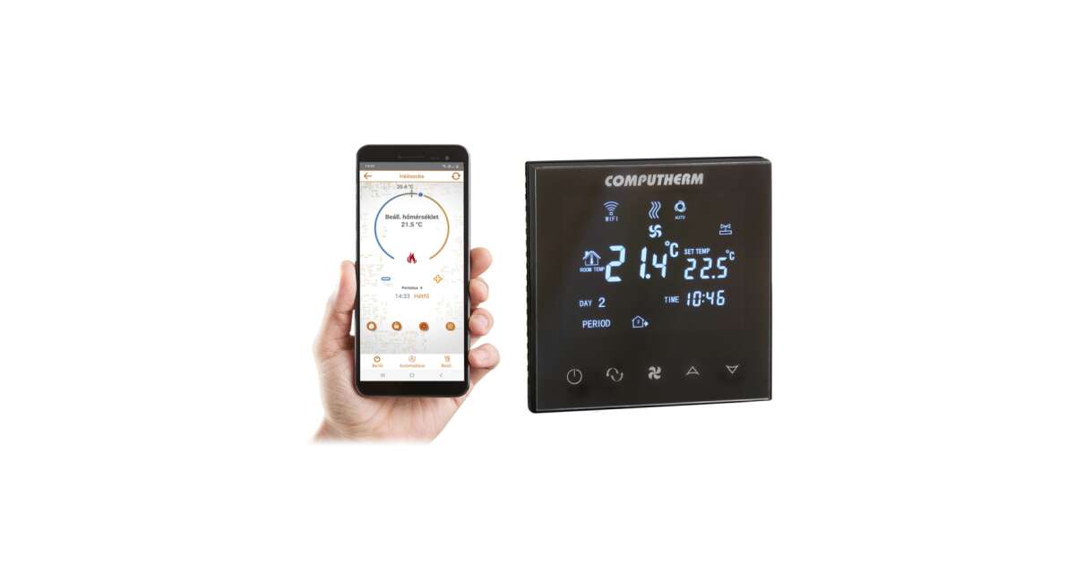 COMPUTHERM E300 FC Programozható digitális Wi-Fi fan-coil termosztát 2- és 4-csöves ...