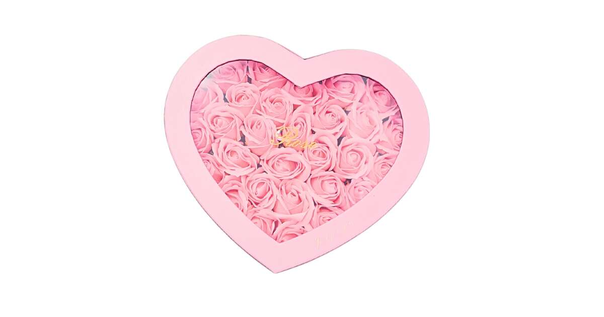 Szív formájú ajándékdoboz rózsákkal - Rózsaszín | Pepita.hu