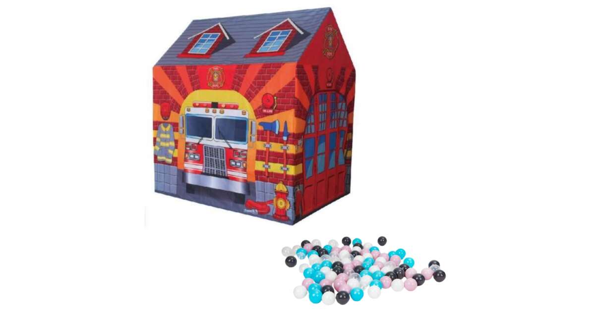 Iplay gyerek Játszósátor - Tűzoltó állomás #piros + Labda készlet ...