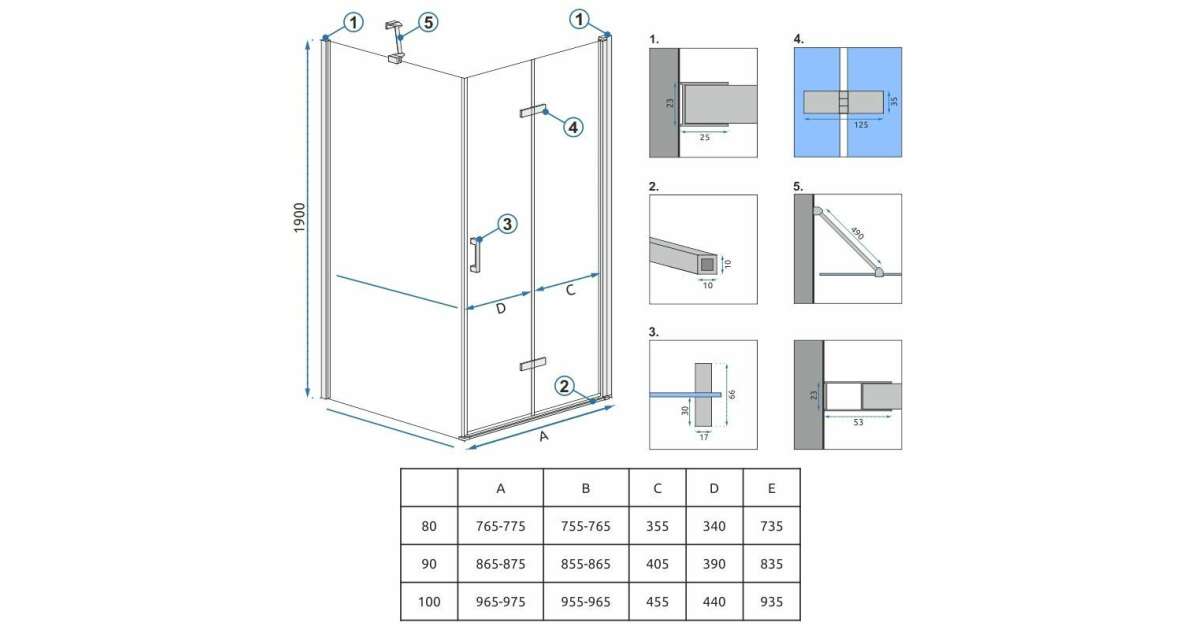 Rea Molier Chrom Shower Cabin 80x80 | Pepita.com