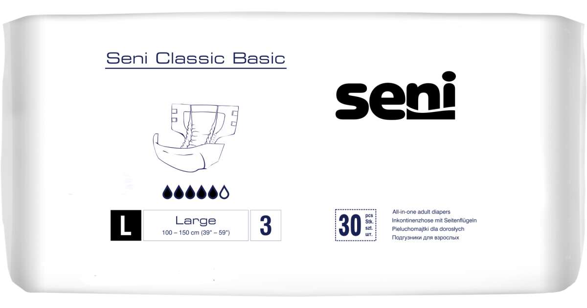 Seni Classic Basic Large 3 Felnőtt pelenka 100-150cm (30db) | Pepita.hu