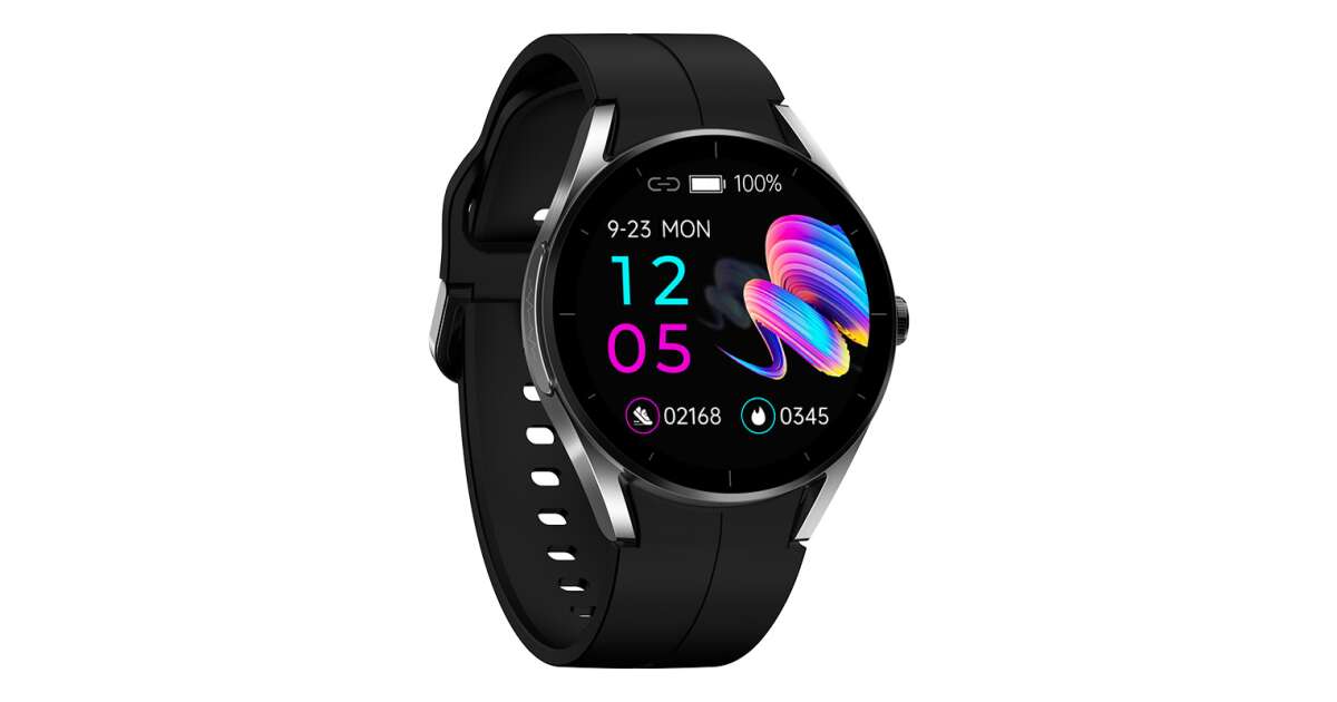 Okosóra iSEN KS05 Fekete, 1,32" IPS HD, EKG, Pulzus, Vérnyomás, Glükóz, Oxigén, Bluetooth hívás ...