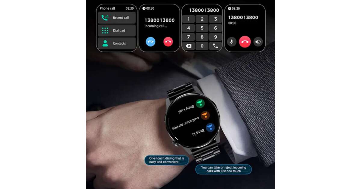 RoHS® Pro Smartwatch,1,39 hüvelykes Amoled, HD Bluetooth hívás, Multi ...
