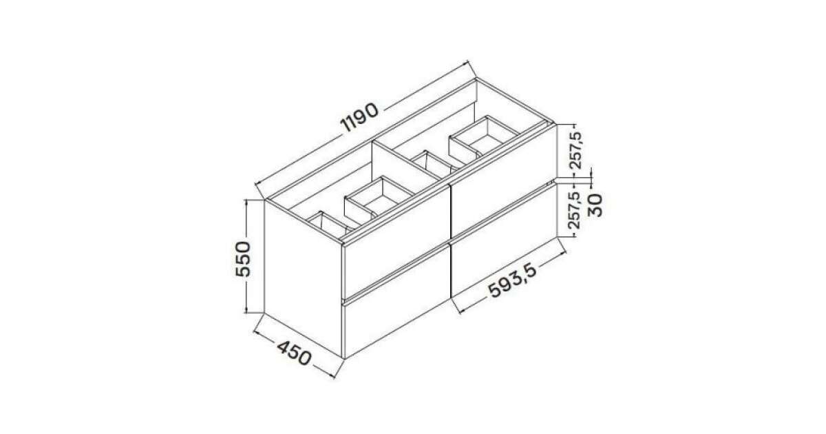 Wellis Elois Grey 120 Washbasin cabinet with 4 drawers #grey | Pepita.com