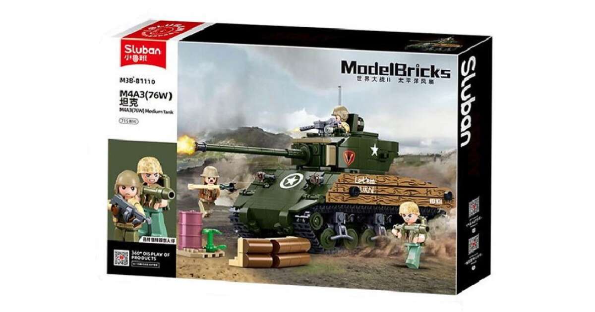 Sluban - M4A3 Sherman Harckocsi - Építőjáték - 715 db | Pepita.hu