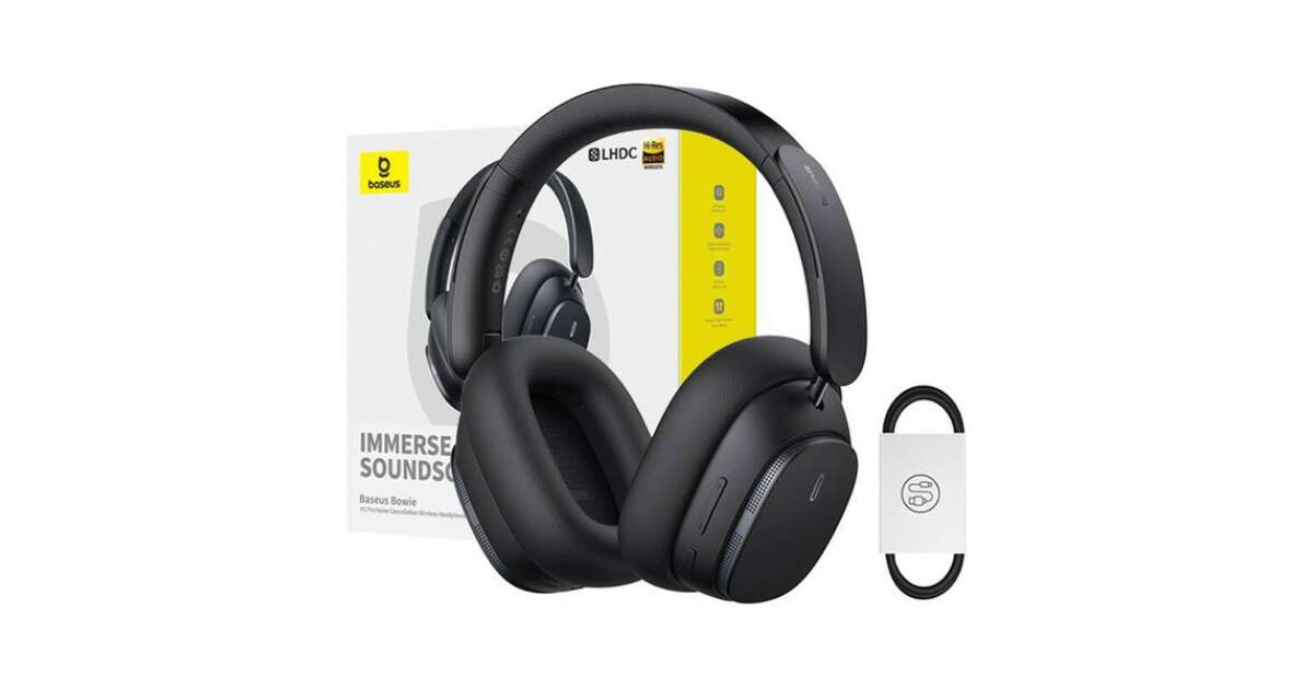 Baseus Bowie H1 PRO Bluetooth fekete fejhallgató | Pepita.hu
