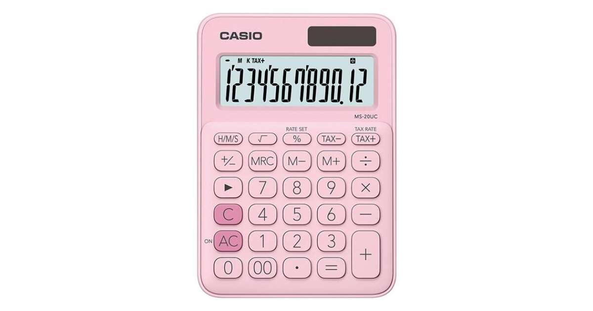 Számológép asztali CASIO MS 20 UC 12 digit pink | Pepita.hu