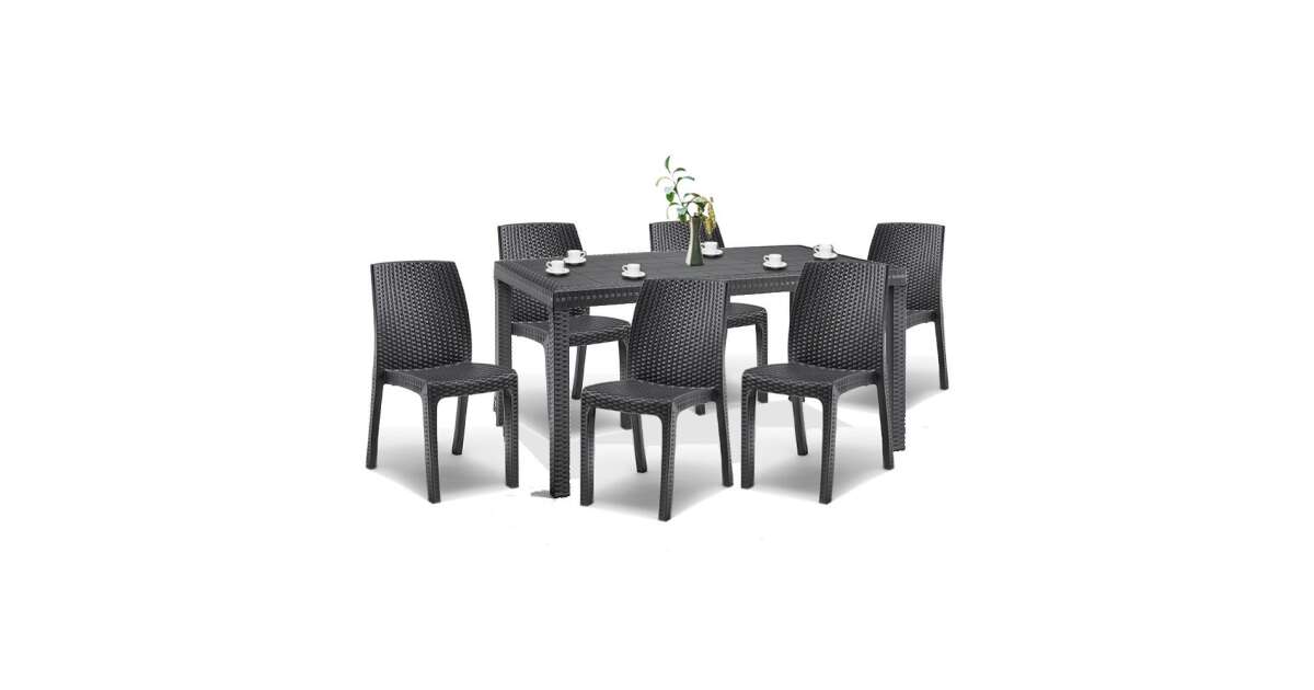 Hellda Kerti Bútor Szett - 6+1 Fős, Grafit Szürke | Pepita.hu
