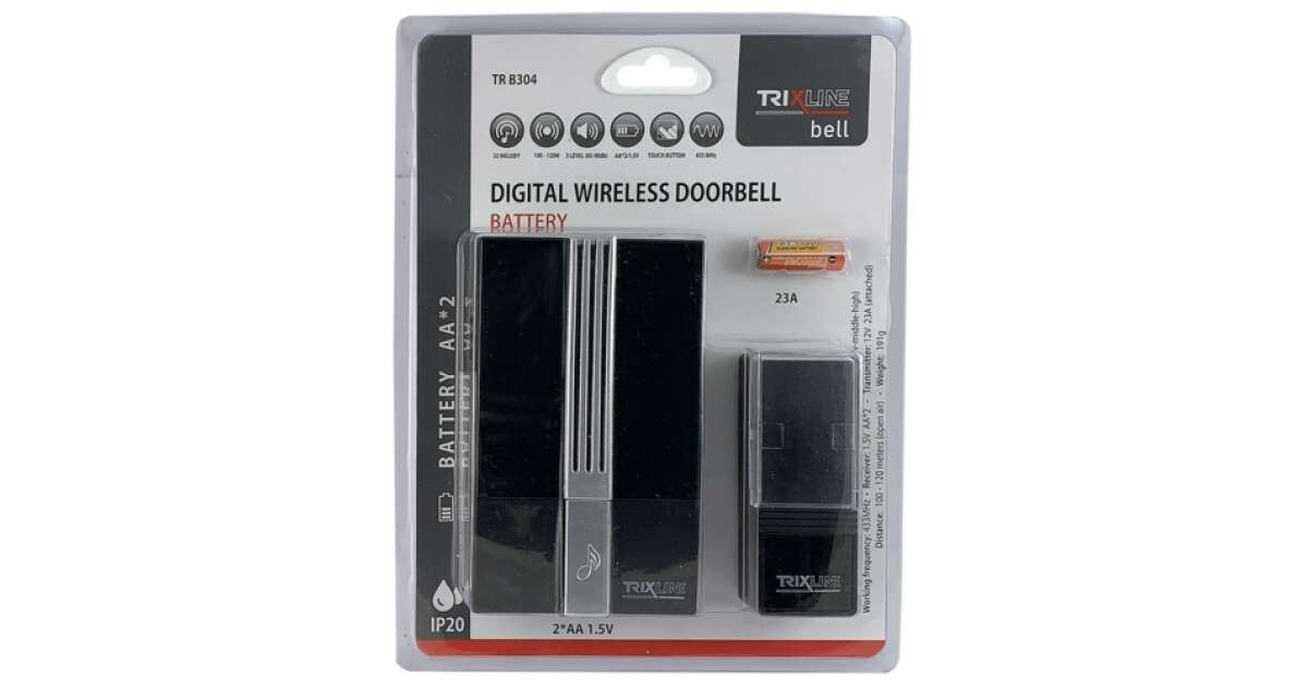 Trixline csengő vezeték nélküli 32 dallam + A23 elem | Pepita.hu
