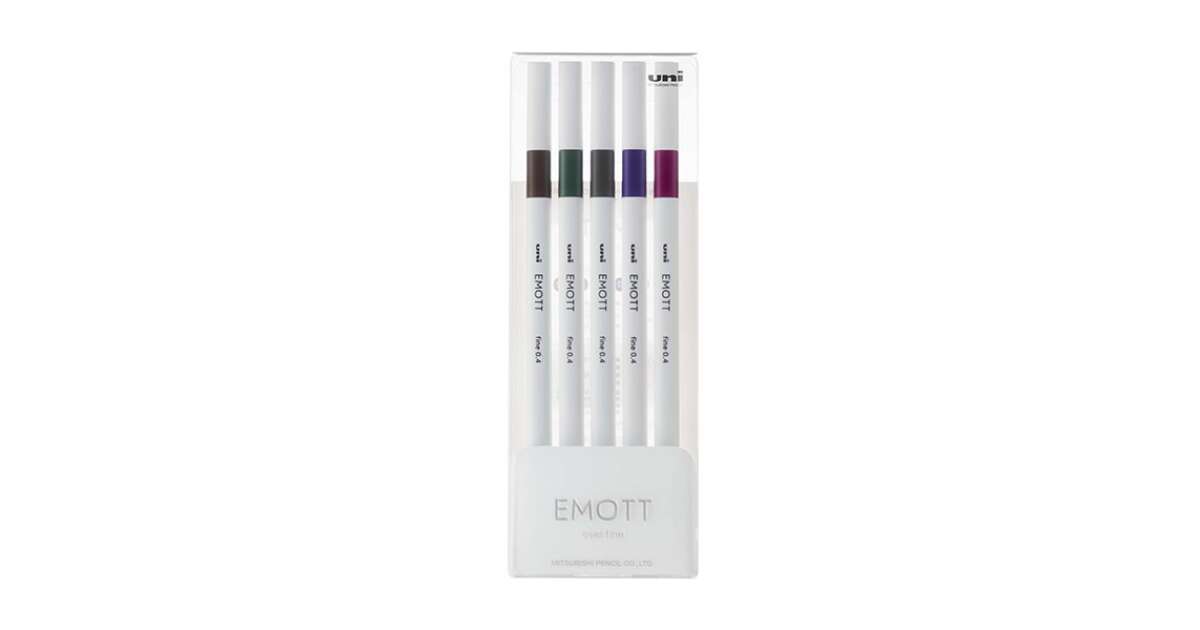 Set de 5 pixuri Uni Emott No.3 Vintage Colors, culori mixte | Pepita.com