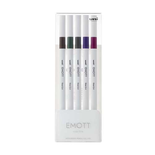 Set de 5 pixuri Uni Emott No.3 Vintage Colors, culori mixte | Pepita.com