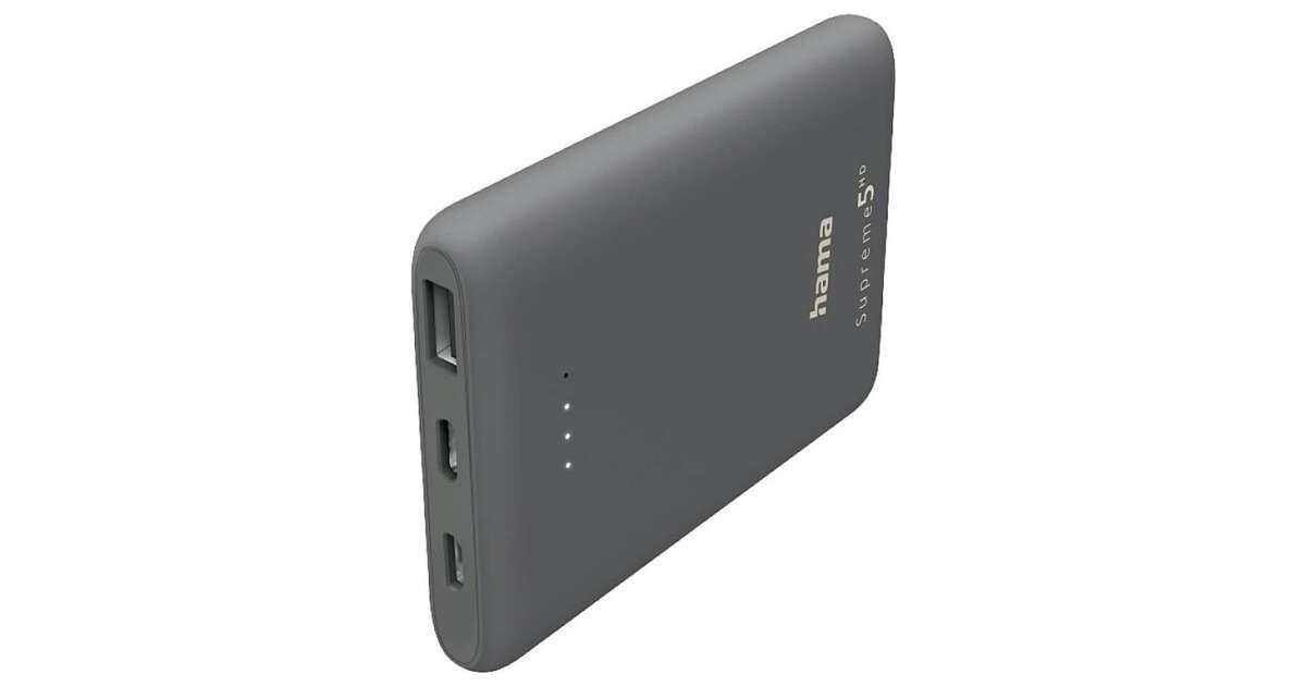 Hama Supreme 5HD Power Bank 5000mAh - Szürke | Pepita.hu