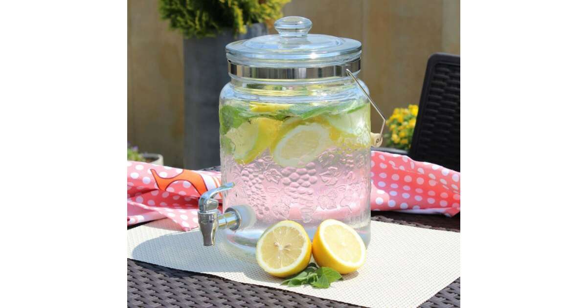 Elegáns Üveg Limonádé Adagoló - 8 Literes - Csap és Fedéllel | Pepita.hu