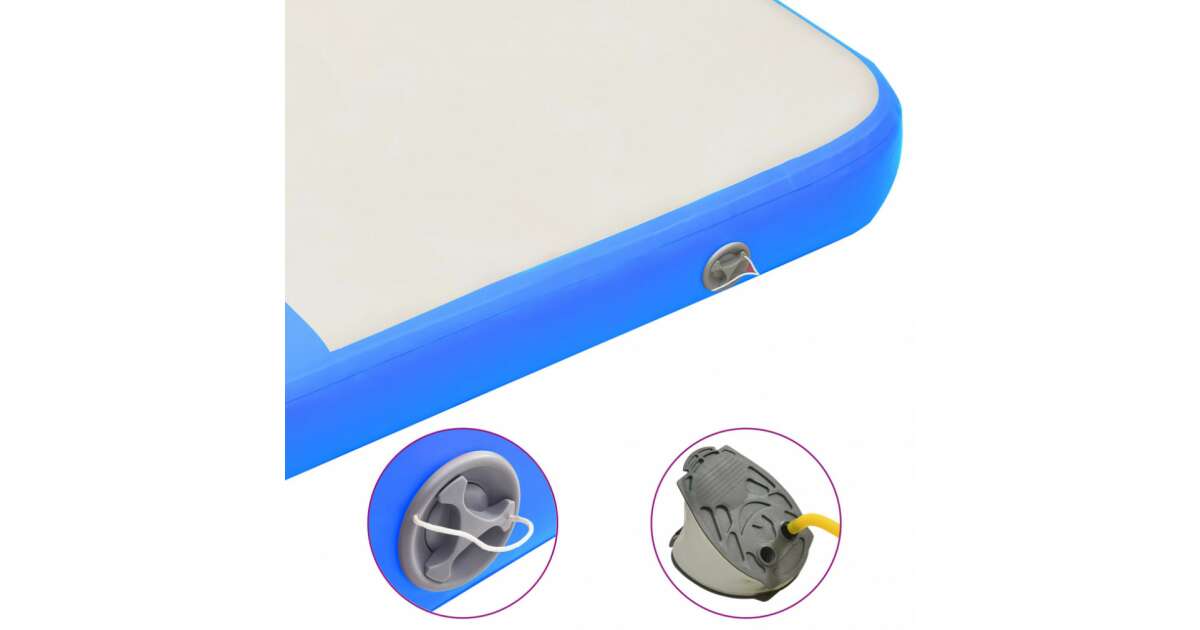 Kék PVC felfújható tornamatrac pumpával 200 x 200 x 20 cm | Pepita.hu