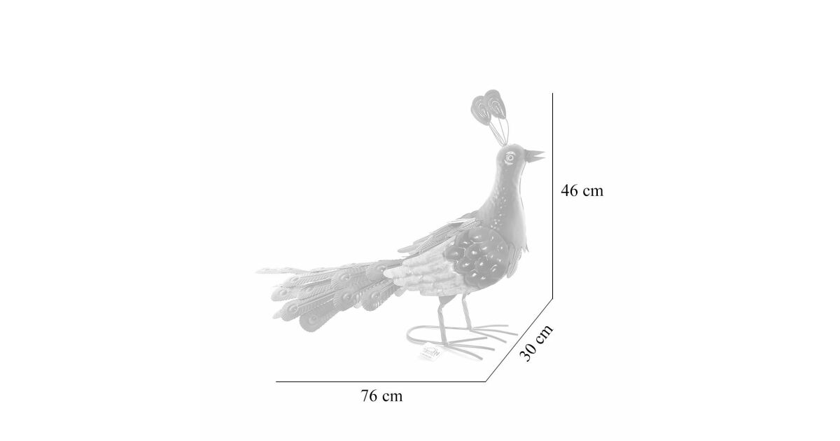 MCT Fém Páva Kerti Dekoráció - 76x30x46 cm | Pepita.hu