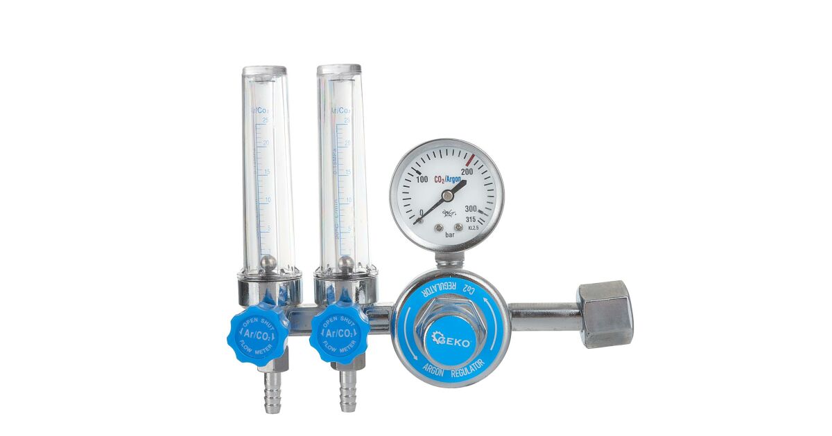 CO2/Argon Pressure Regulator with Dual Rotameter, Geko G80076 | Pepita.com