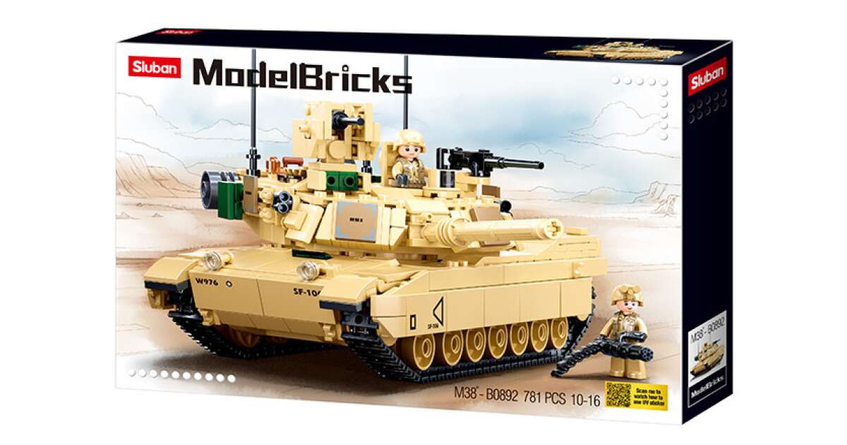 Sluban Model Bricks - Army M1A2 Abrams harckocsi építőjáték készlet ...