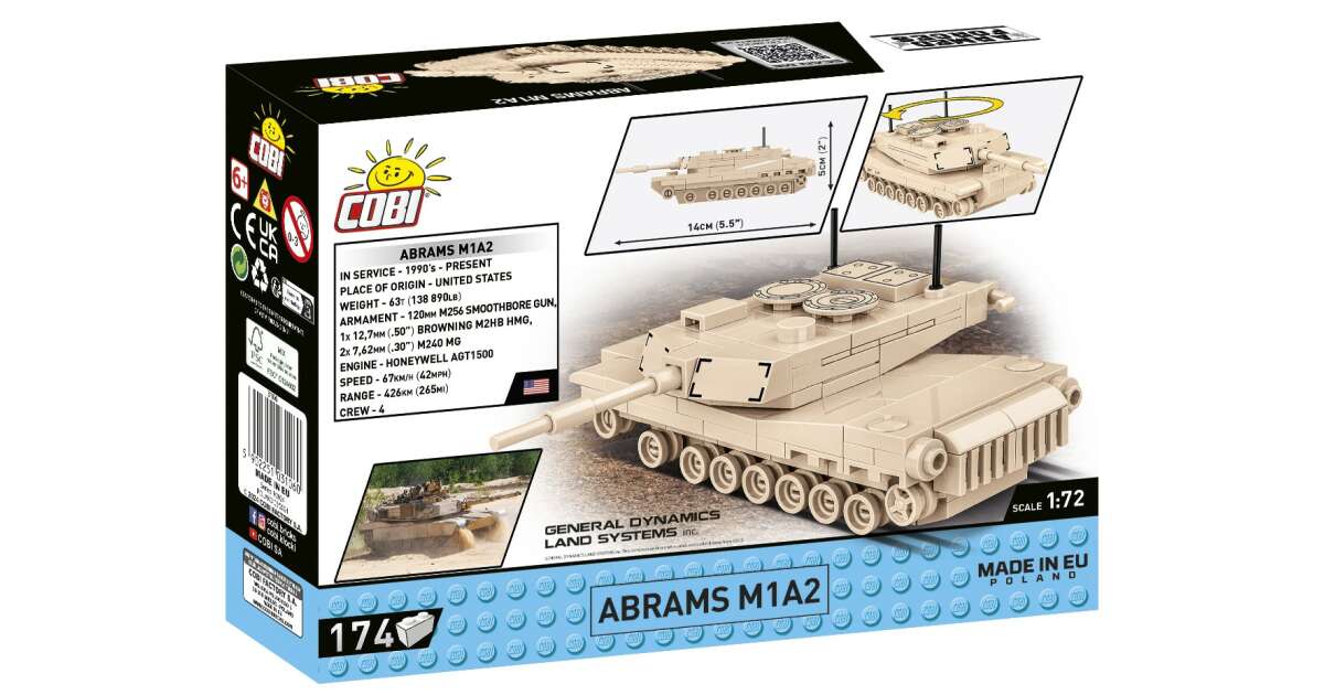 Cobi Blocks Abrams M1A2 tank modell (1:72) | Pepita.hu