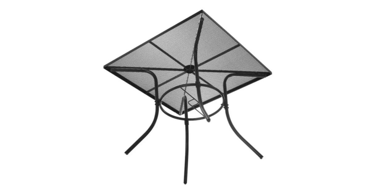 Melfi fém mesh kerti asztal 91,5x91,5x71 cm matt fekete | Pepita.hu
