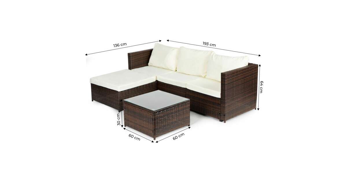 Kerti bútorok, egy poli rattan sarokkanapé és egy oldesio asztal ...