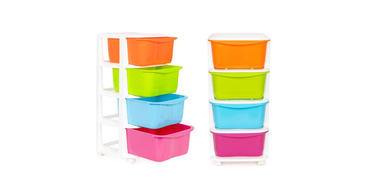 Storage organizer with 4 pull-out plastic drawers | Pepita.com