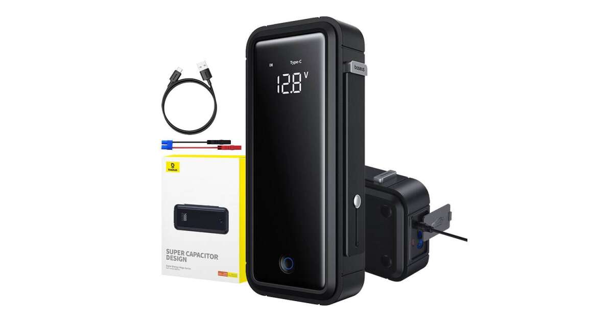 Tragbarer Batterie-Starthilfe Baseus Super Energy Mega 3000A Grau ...