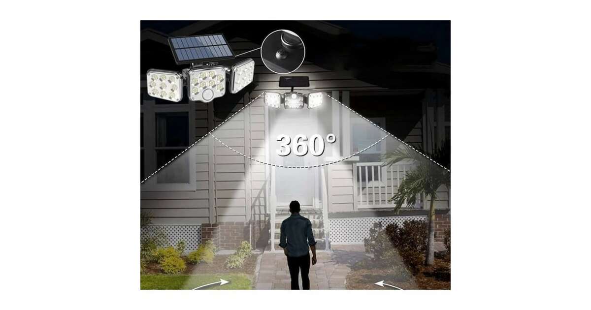 Ultra Erős Fényű Mozgásérzékelős Kültéri Lámpa | Pepita.hu