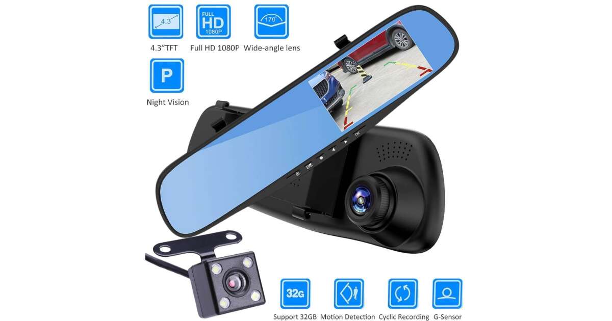 Camera Auto de Bord Dubla, Oglinda Retrovizoare cu Marsarier ...