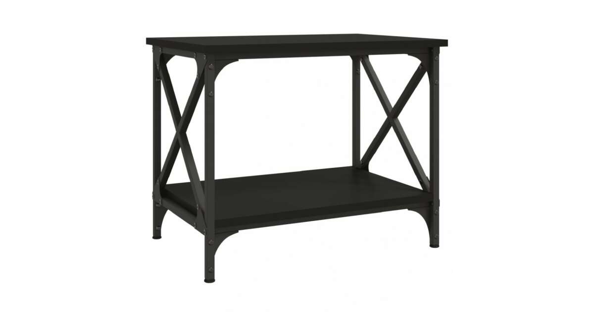 Fekete színű szerelt fa kisasztal 55 x 38 x 45 cm | Pepita.hu