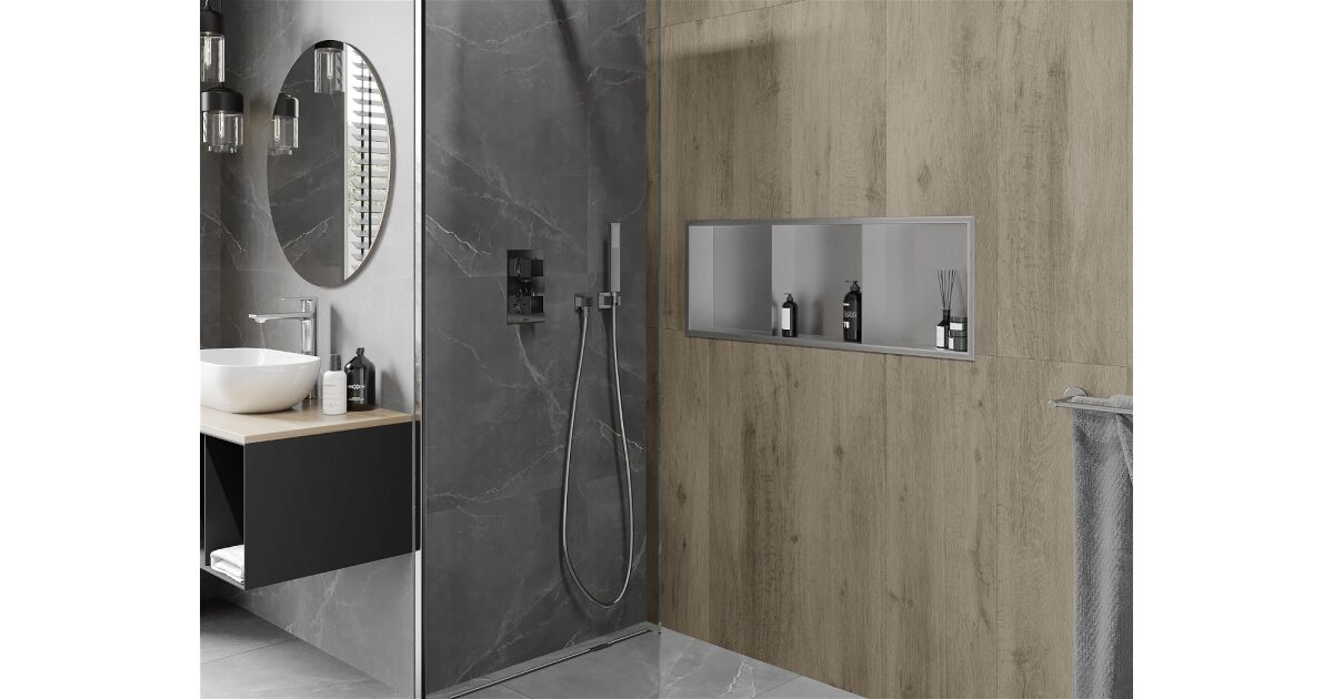 Mexen X-Wall-R falba építhetö polc falfülke polcal 90 x 30 cm, inox ...