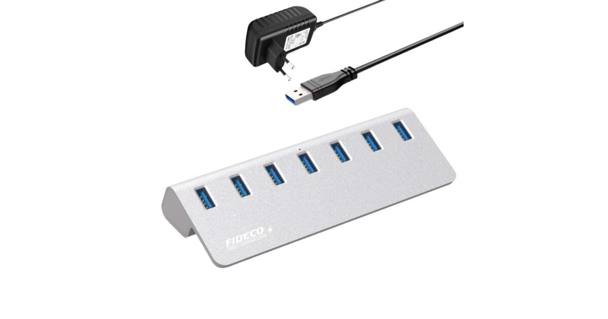 Hub USB Cu 7 porturi USB 3.0, FIDECO, Type-C, Adaptor Multiport ...