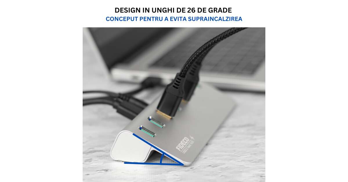 Hub USB Cu 7 porturi USB 3.0, FIDECO, Type-C, Adaptor Multiport ...