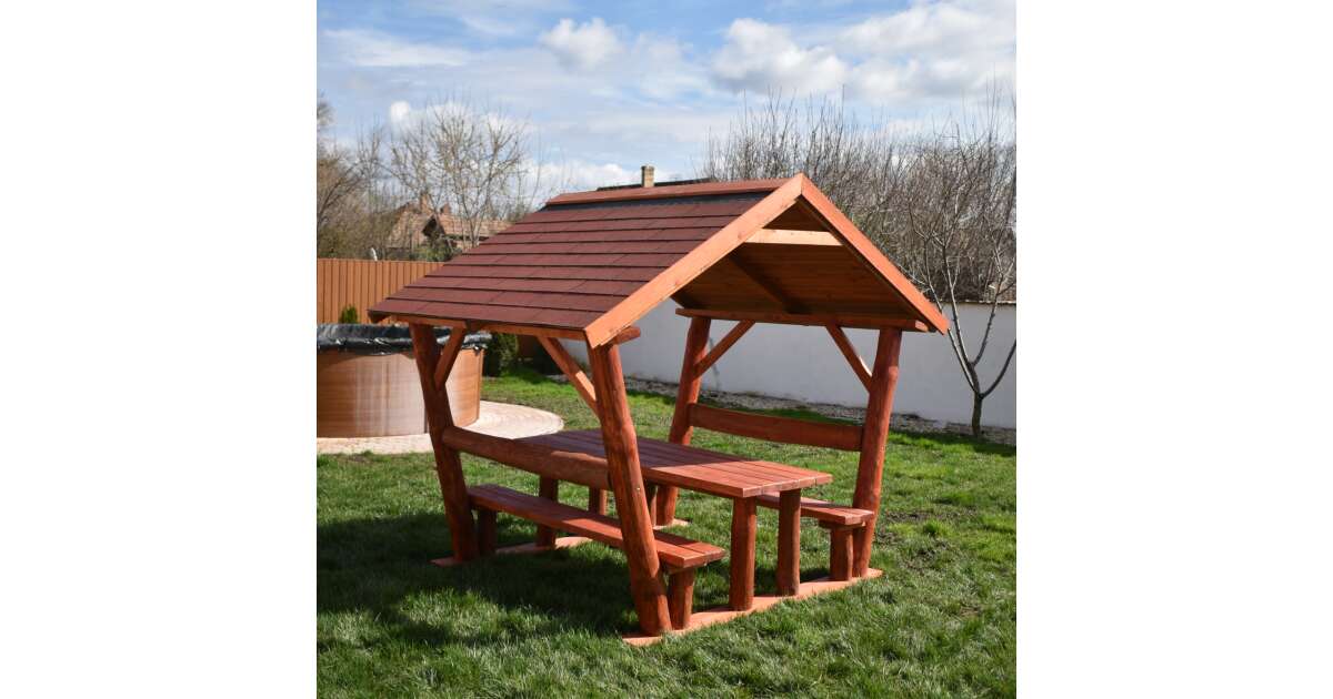 Rönkfa bútor kerti kiülő zsindely tetővel 3m | Pepita.hu