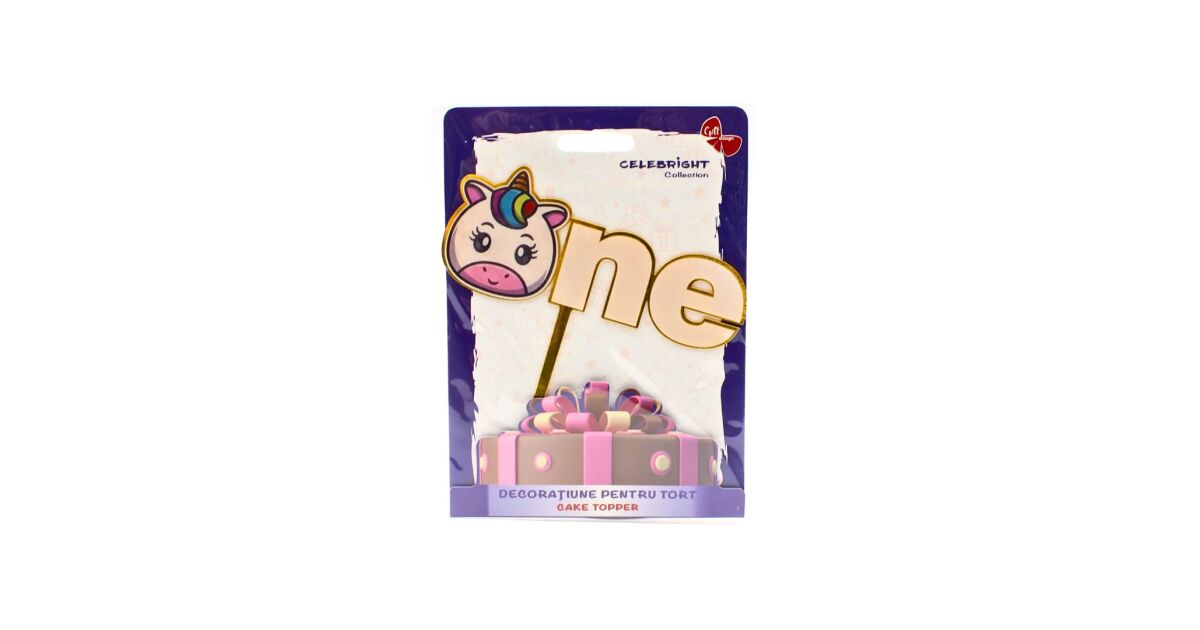 Topper na tort, model jednorożca One | Pepita.com