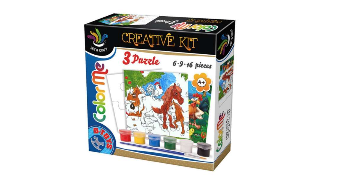 Set 3 puzzle-uri de colorat D-Toys - Color Me, 6/9/16 piese pentru ...