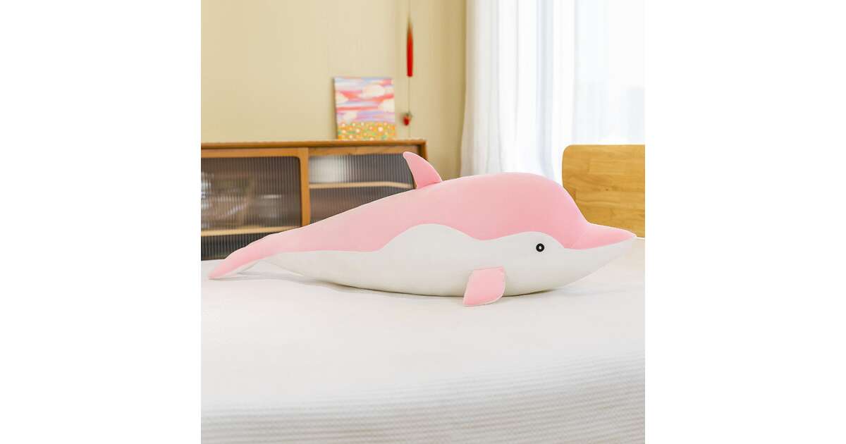 Plüss delfin, rózsaszín-fehér, 70cm | Pepita.hu