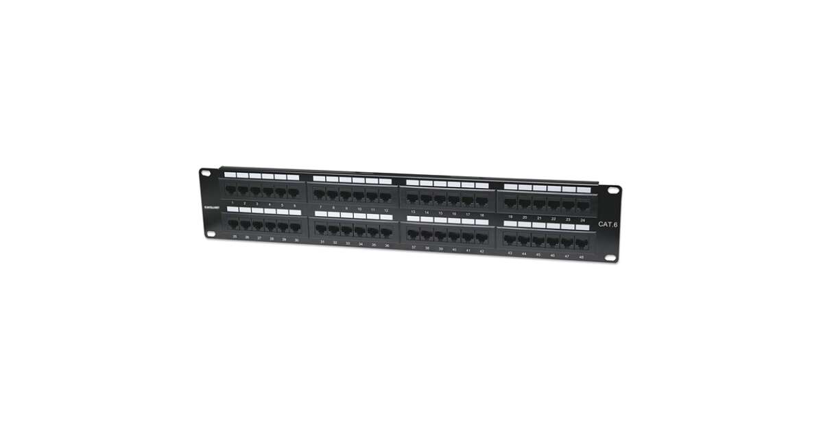 Manhattan Patch panel, CAT6 UTP patch panel, 48 portos, 2U, Fekete ...