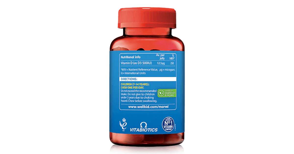 Vitabiotics Wellkid Marvel Vitamin D Gummies - D-vitaminos Gumicukor ...